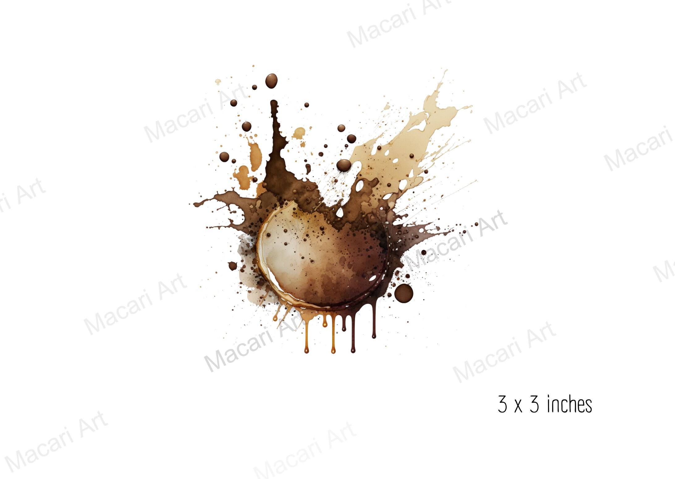 Watercolor Coffee Stains Clipart Coffee Print Wall Art Coffee - Etsy