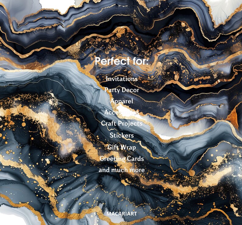 Black Agate Borders Clipart Gold Glitter Black Marble Border Geode ...