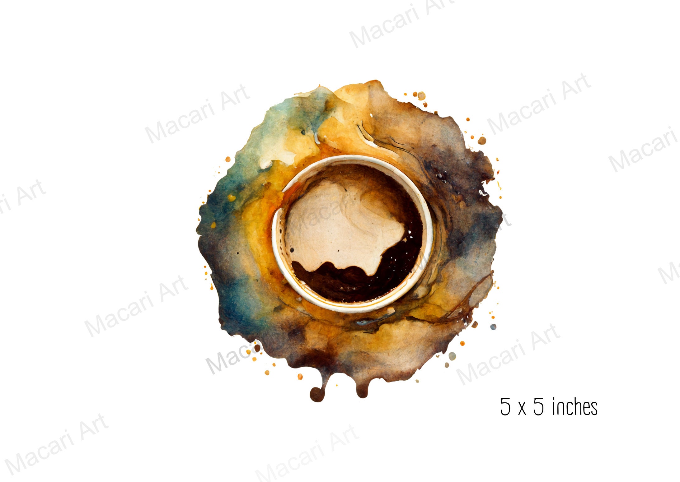Watercolor Coffee Cup Clipart Coffee Print Wall Art Coffee - Etsy