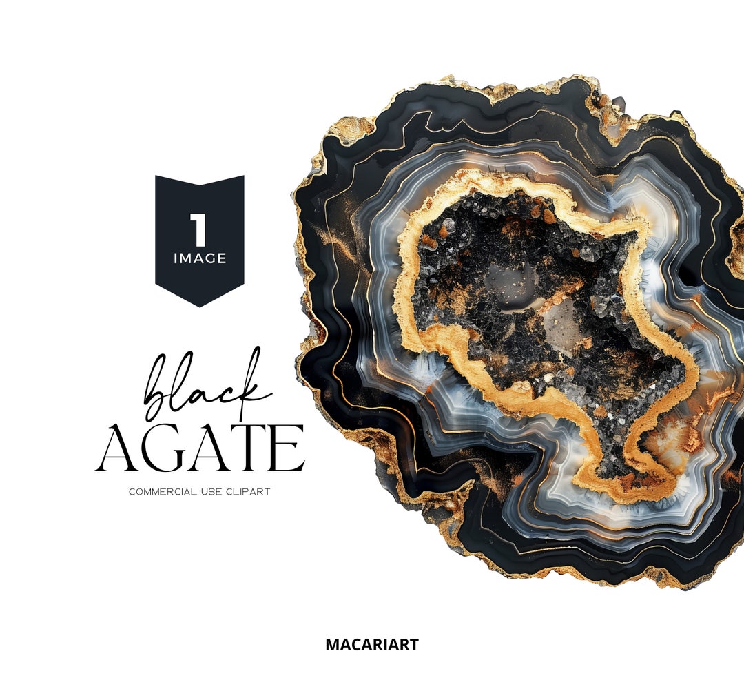 Black Agate Border Clipart Gold Glitter Black Marble Border Geode ...