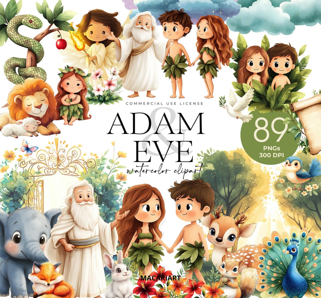 Adam and Eve Clipart, Garden of Eden Clipart, Biblical Character ...