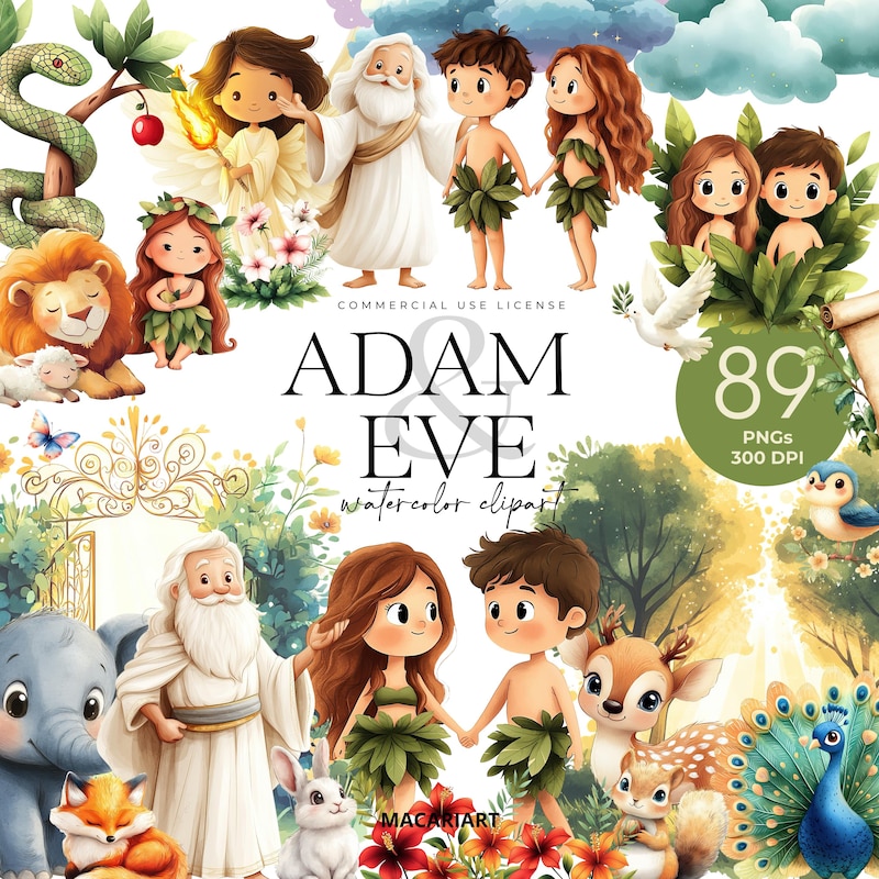 Adam and Eve Clipart - Etsy