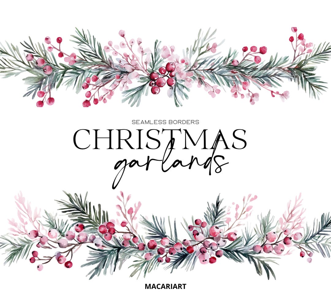 Perry Pink Christmas Garland Clipart Pink Floral Christmas Frame ...