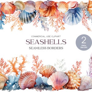 Seashell Border Clipart Sea Theme Border Ocean Decor for Card Making ...