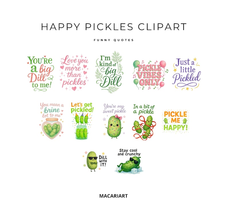 Happy Pickle Clipart, Cute Pickel Png, Funny Dill Cucumber, Kawaii ...