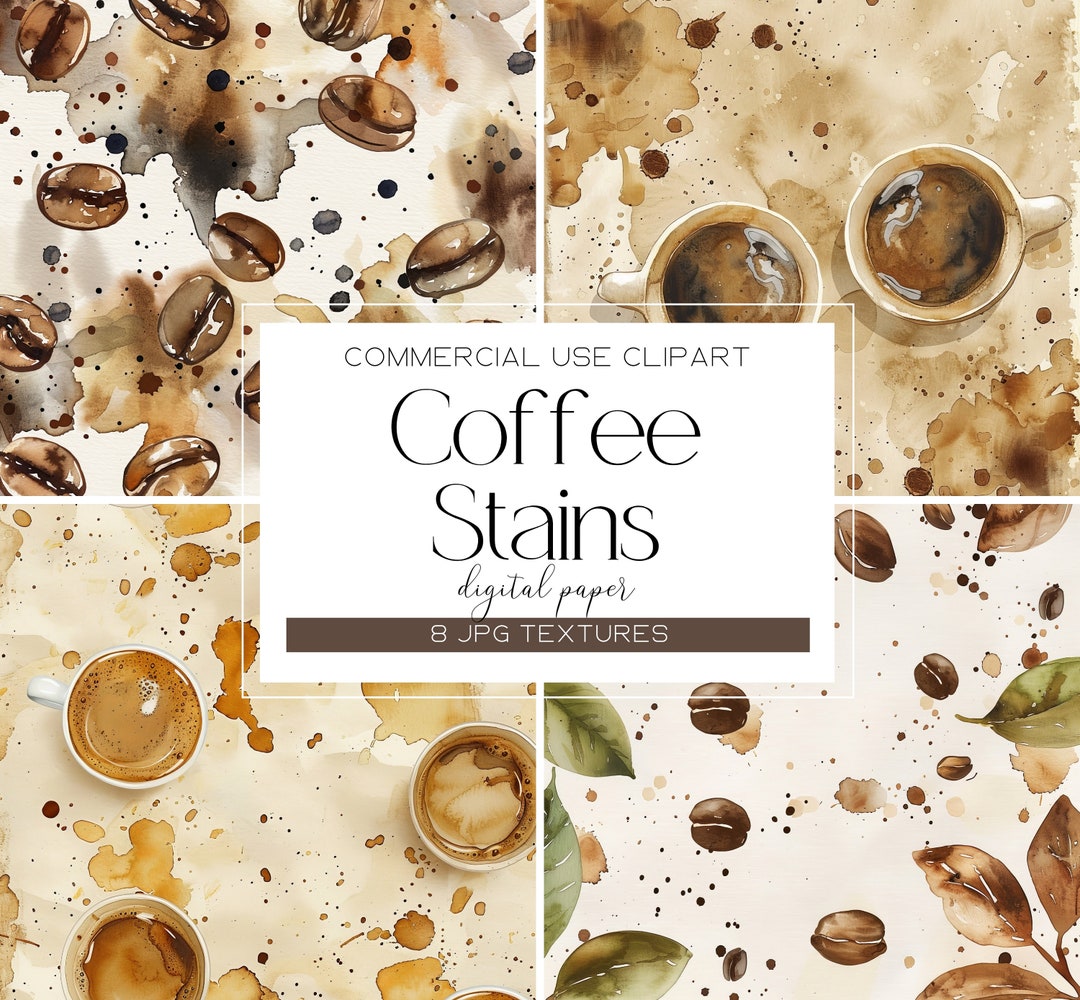 Coffee Stained Digital Paper Coffee Pattern JPEG Printable Scrapbook ...