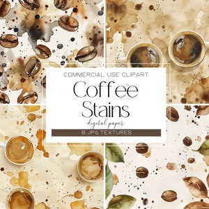 Coffee Stained Digital Paper Coffee Pattern JPEG Printable Scrapbook ...