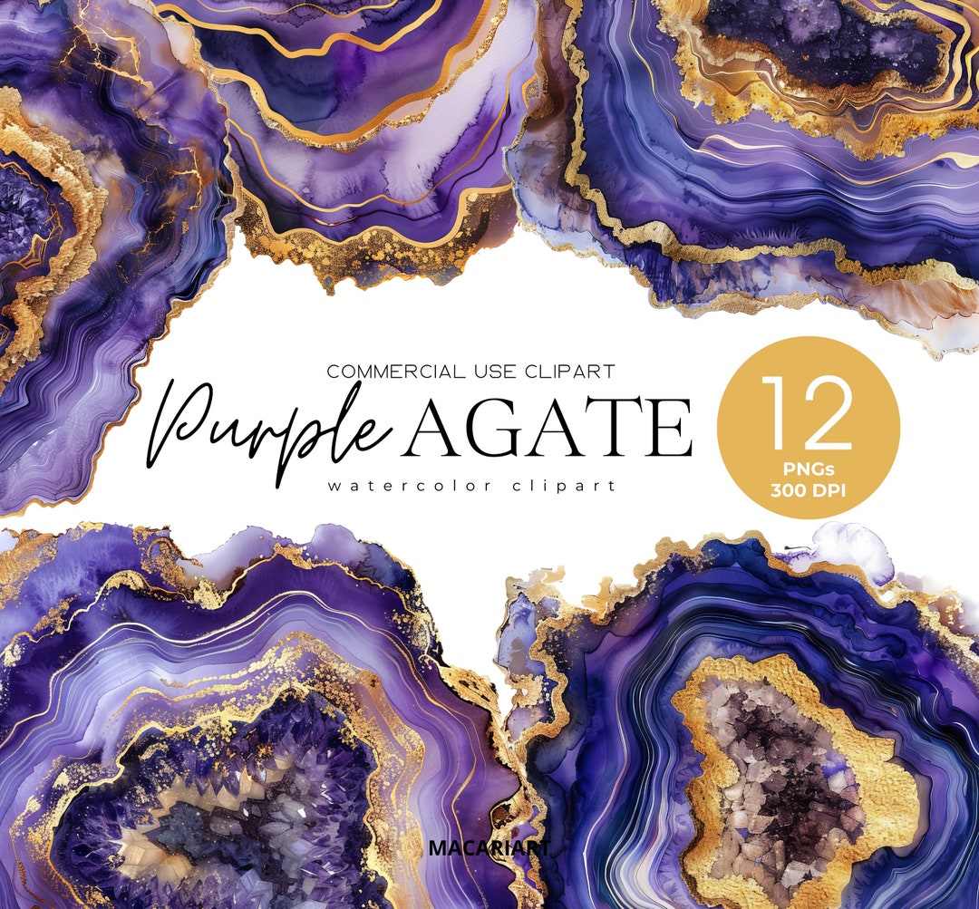 Purple Agate Borders Clipart Gold Glitter Purple Marble Border Geode ...