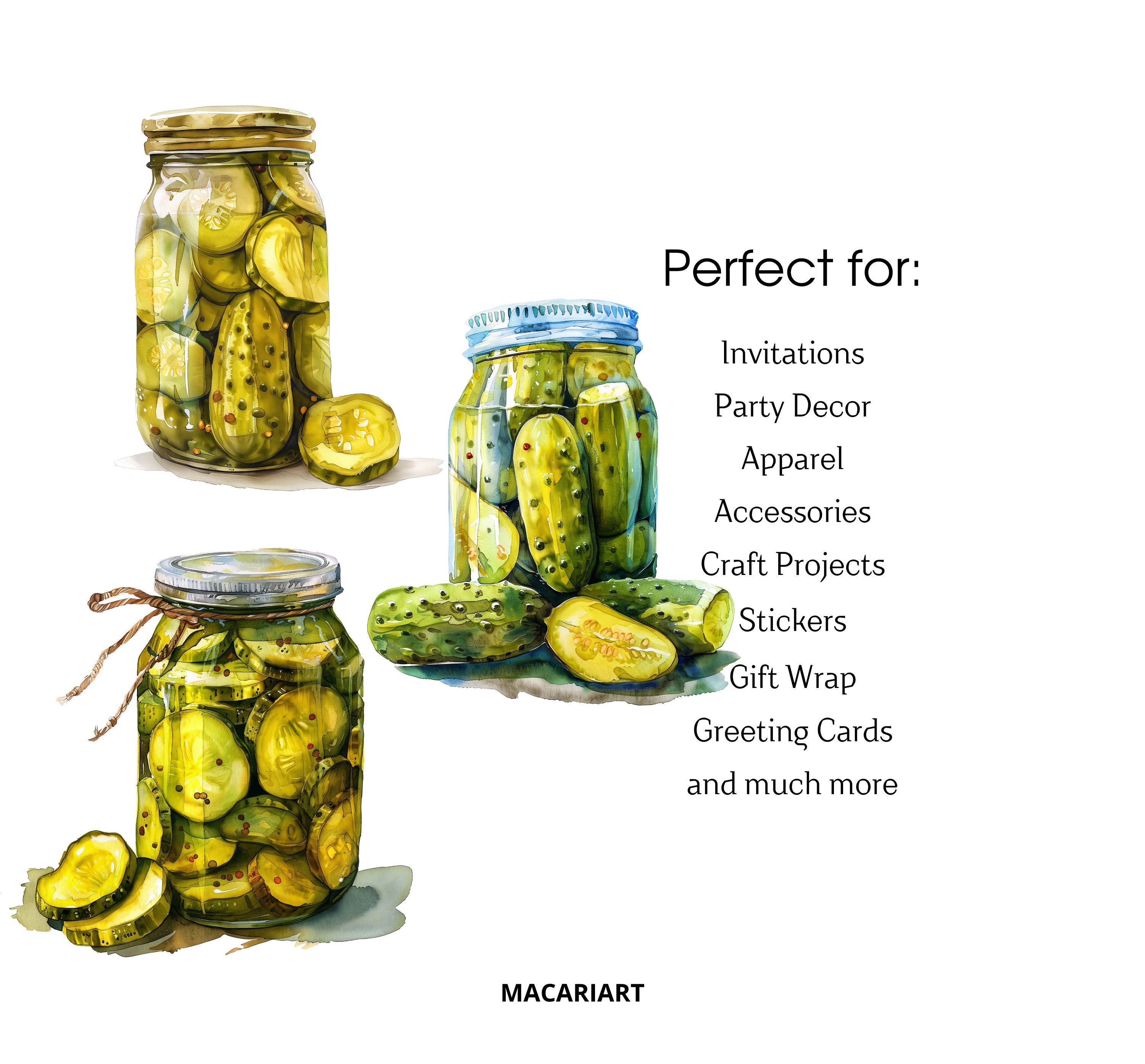 Pickle Jar Png Watercolor Preserves Clipart Food Clipart Canning Label ...