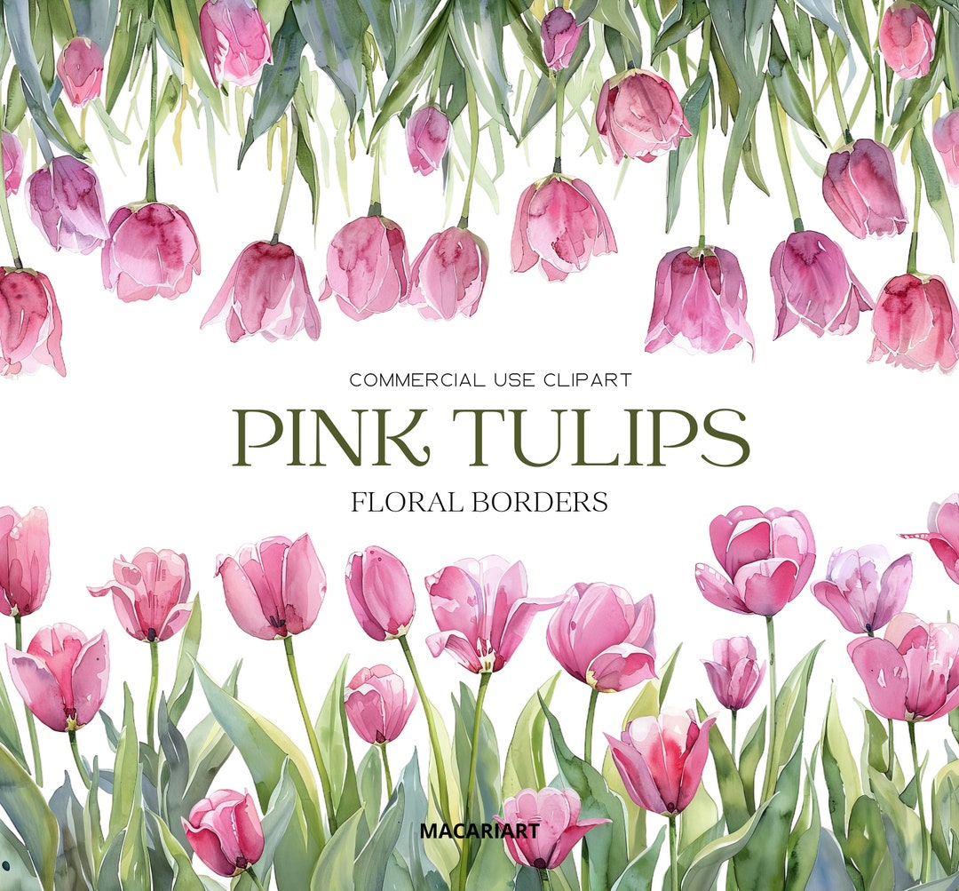 Watercolor Tulips Clipart Spring Flowers Pink Tulip Png Watercolor ...