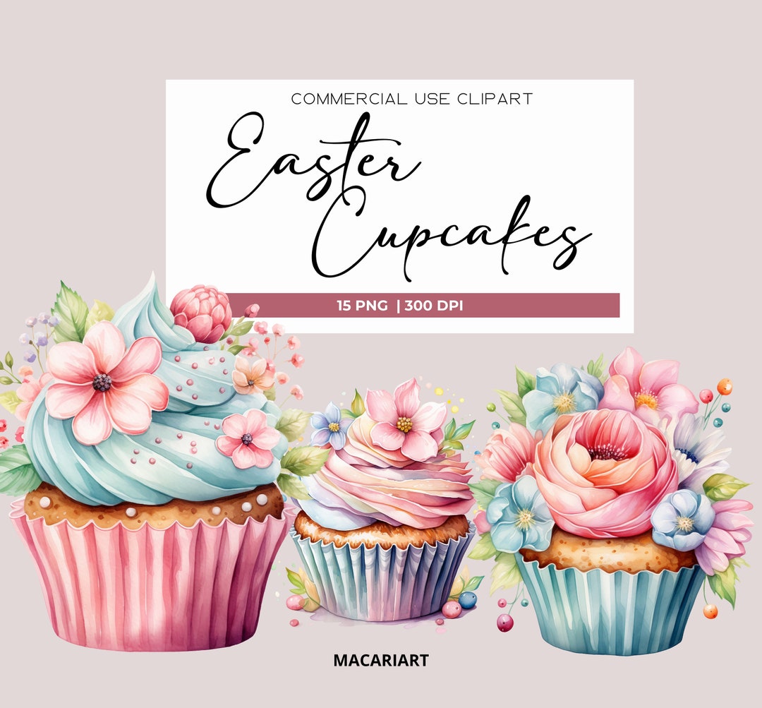 Easter Cupcake Clipart Easter Sweets Png Pastel Spring Cupcakes ...