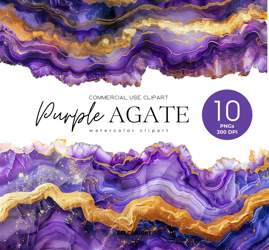 Purple Agate Borders Clipart Gold Glitter Purple Marble Border Geode ...