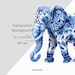 Toile Blue Elephant Clipart Watercolor Chinoiserie Toile De Jouy Jungle ...
