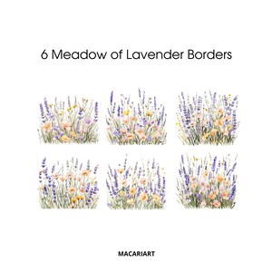 Lavender Borders Clipart Floral Watercolor Borders Wildflowers Seamless ...