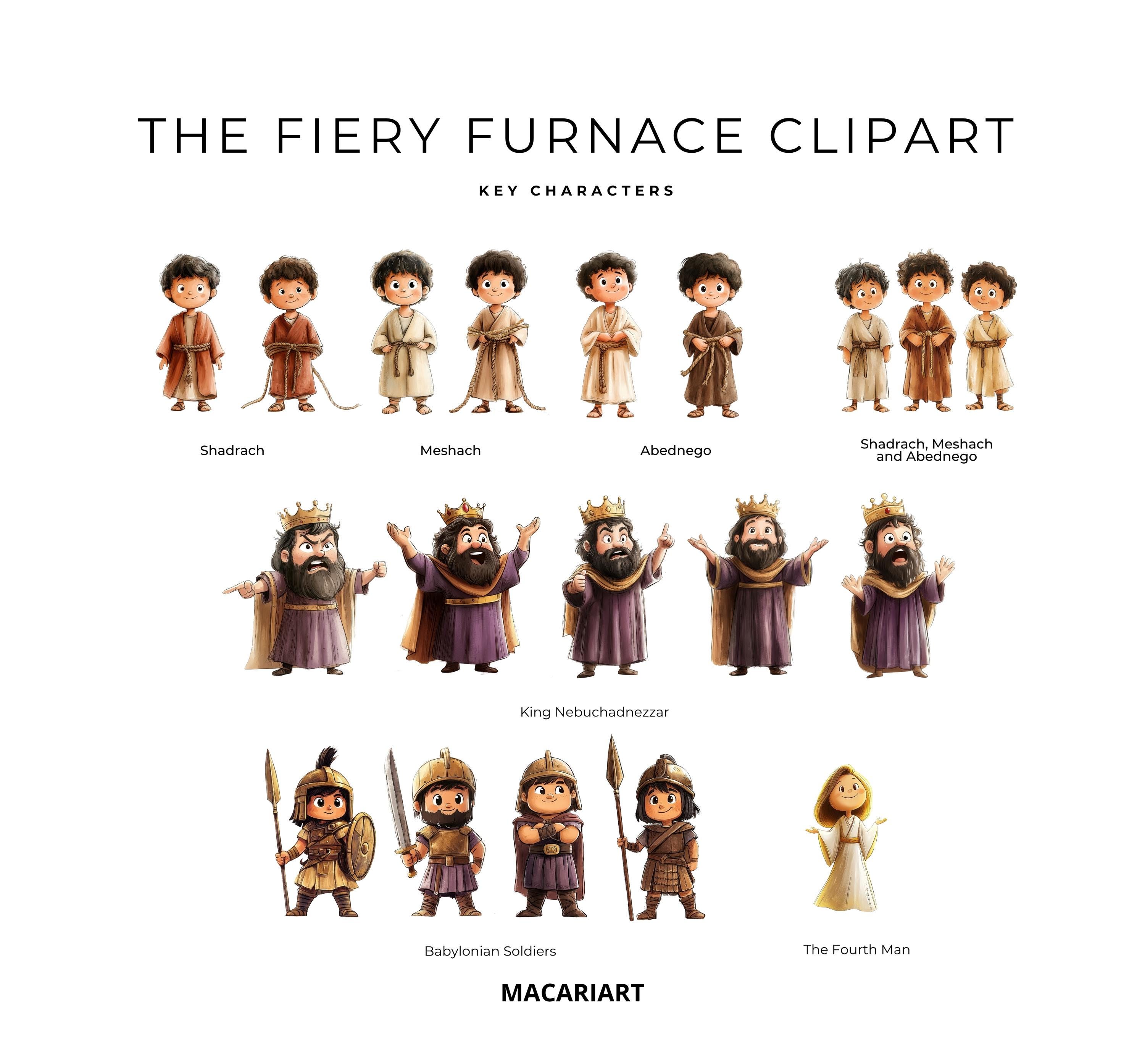 Fiery Furnace Clipart, Shadrach Meshach Abednego, Biblical Character ...