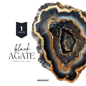 Black Agate Border Clipart Gold Glitter Black Marble Border Geode ...