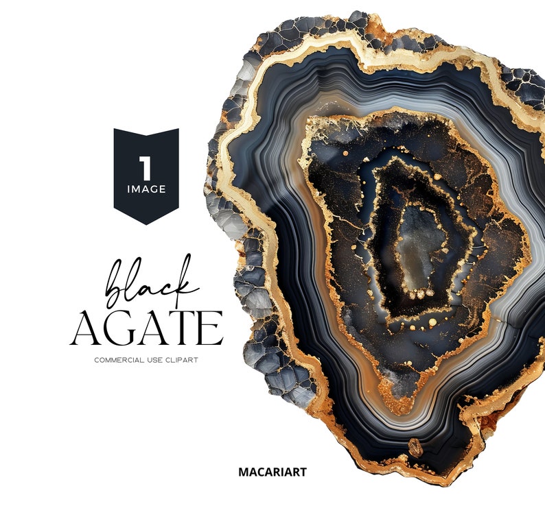 Black Agate Border Clipart Gold Glitter Black Marble Border Geode ...