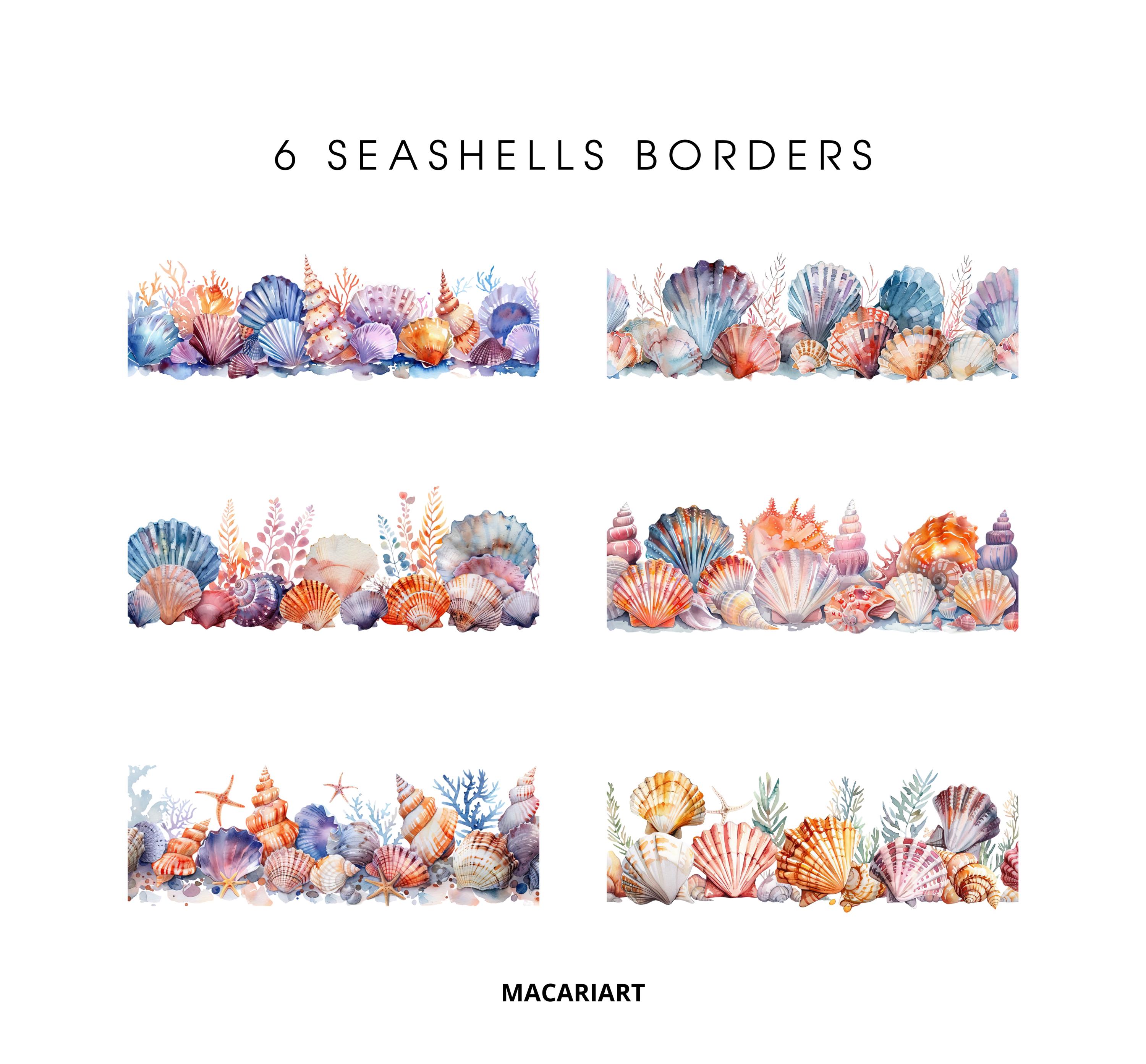 Seashell Border Clipart Sea Theme Border Ocean Decor for Card Making ...