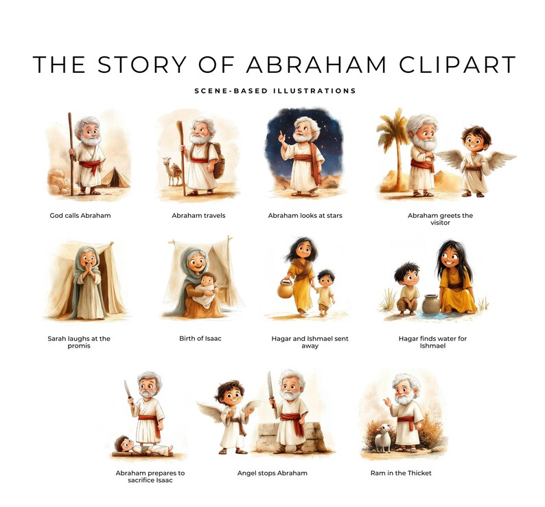 Abraham Story Clipart, Abraham and Isaac, Biblical Character Clipart ...