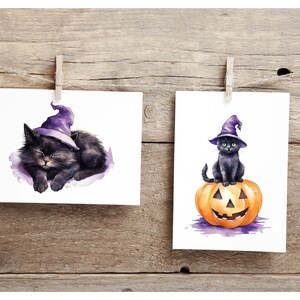Halloween Cat Watercolor Clipart Witch Cat Halloween Png Black Cat ...
