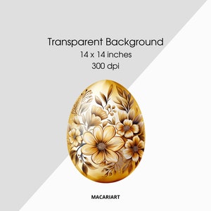 Watercolor Gold Easter Eggs Clipart Happy easter Png Floral Spring ...