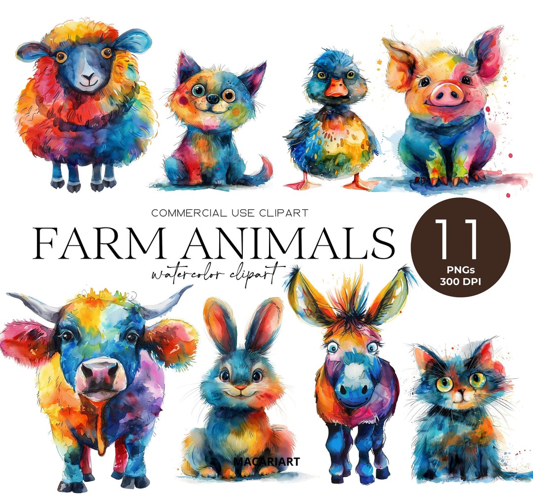 Farm Animals Watercolor Clipart Farm Png Cute Farm Animals Sheep Png ...