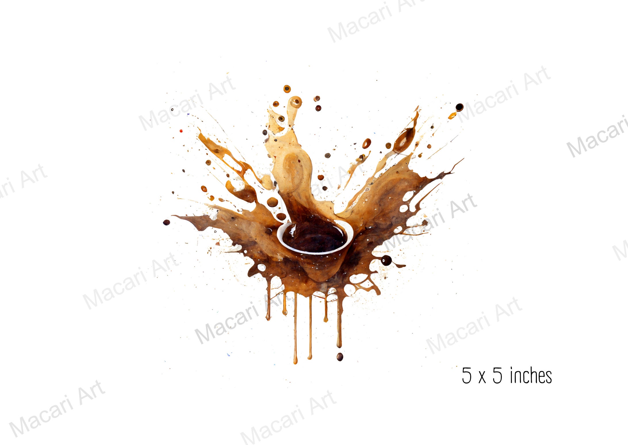 Watercolor Coffee Stains Clipart Coffee Print Wall Art Coffee Poster ...