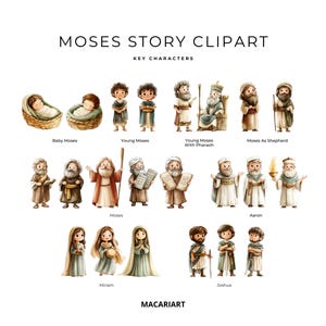 Moses Clipart, Biblical Scenes Clipart, Old Testament Clipart, Kids ...