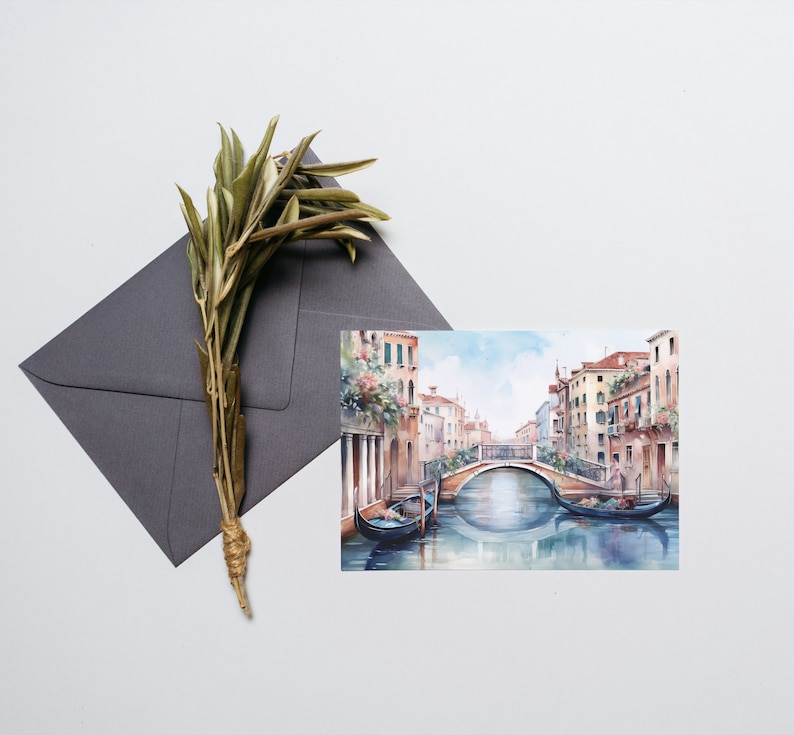 Watercolor Venice Digital Paper Italian Vacation Venice Canals Gondola ...