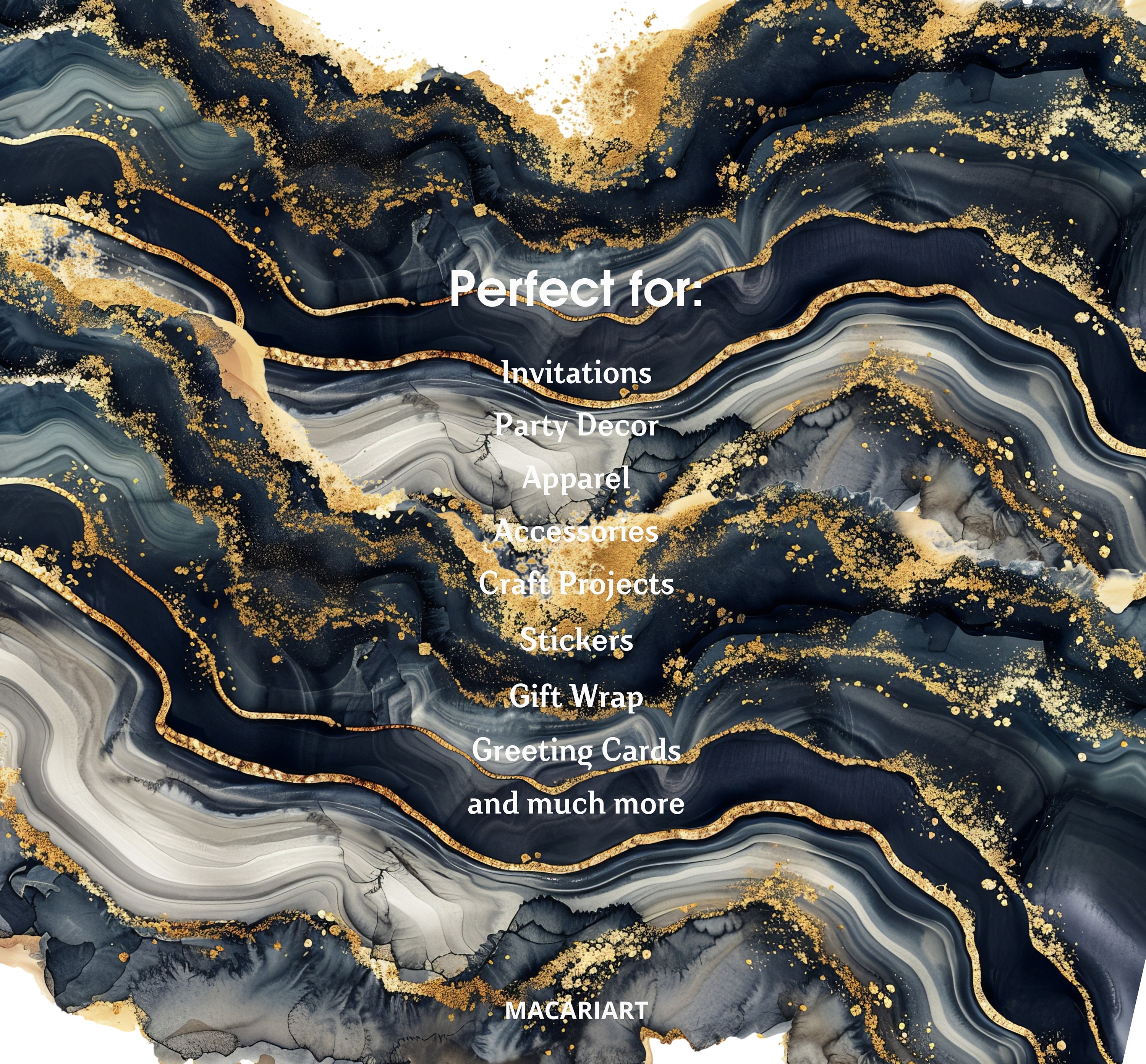 Black Agate Borders Clipart Gold Glitter Black Marble Border Geode ...