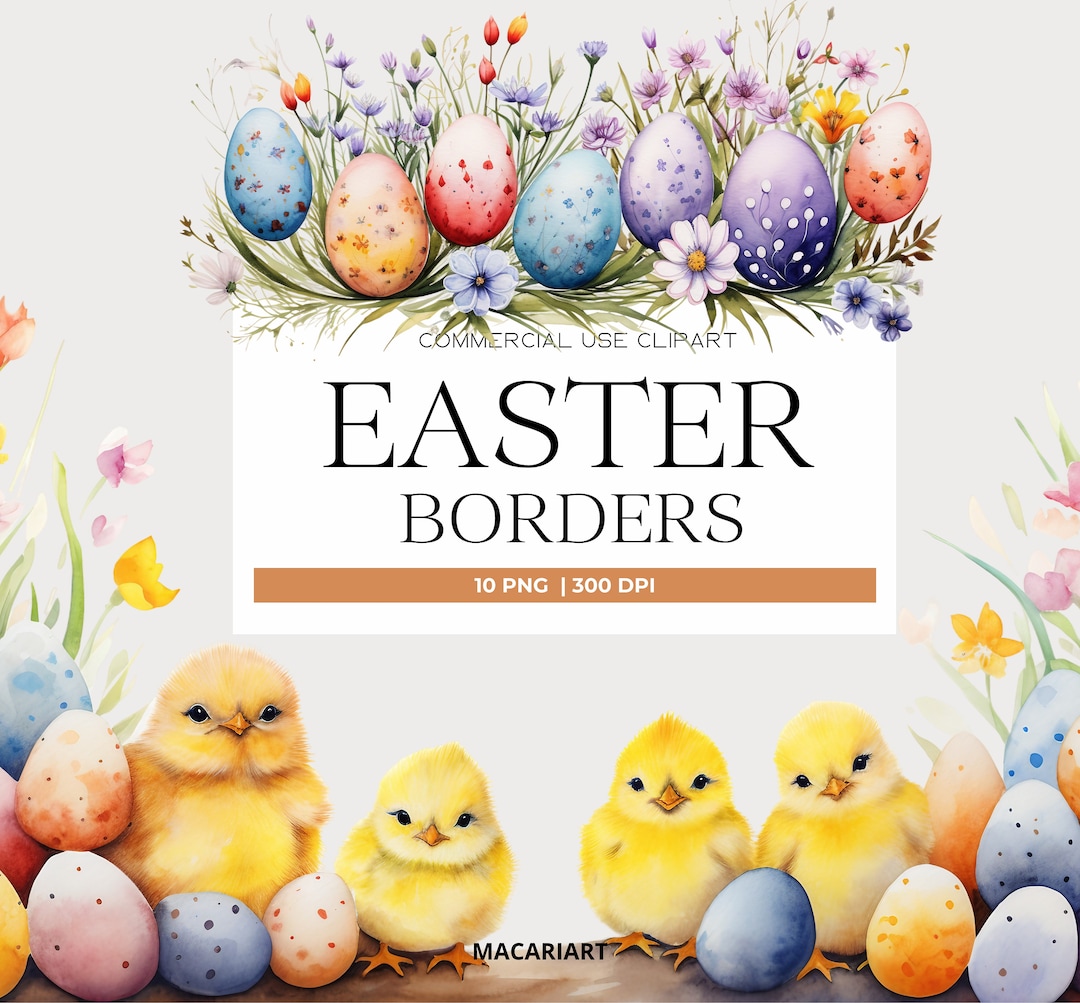 Easter Border Frames Watercolor Easter Clipart Easter Eggs Spring ...