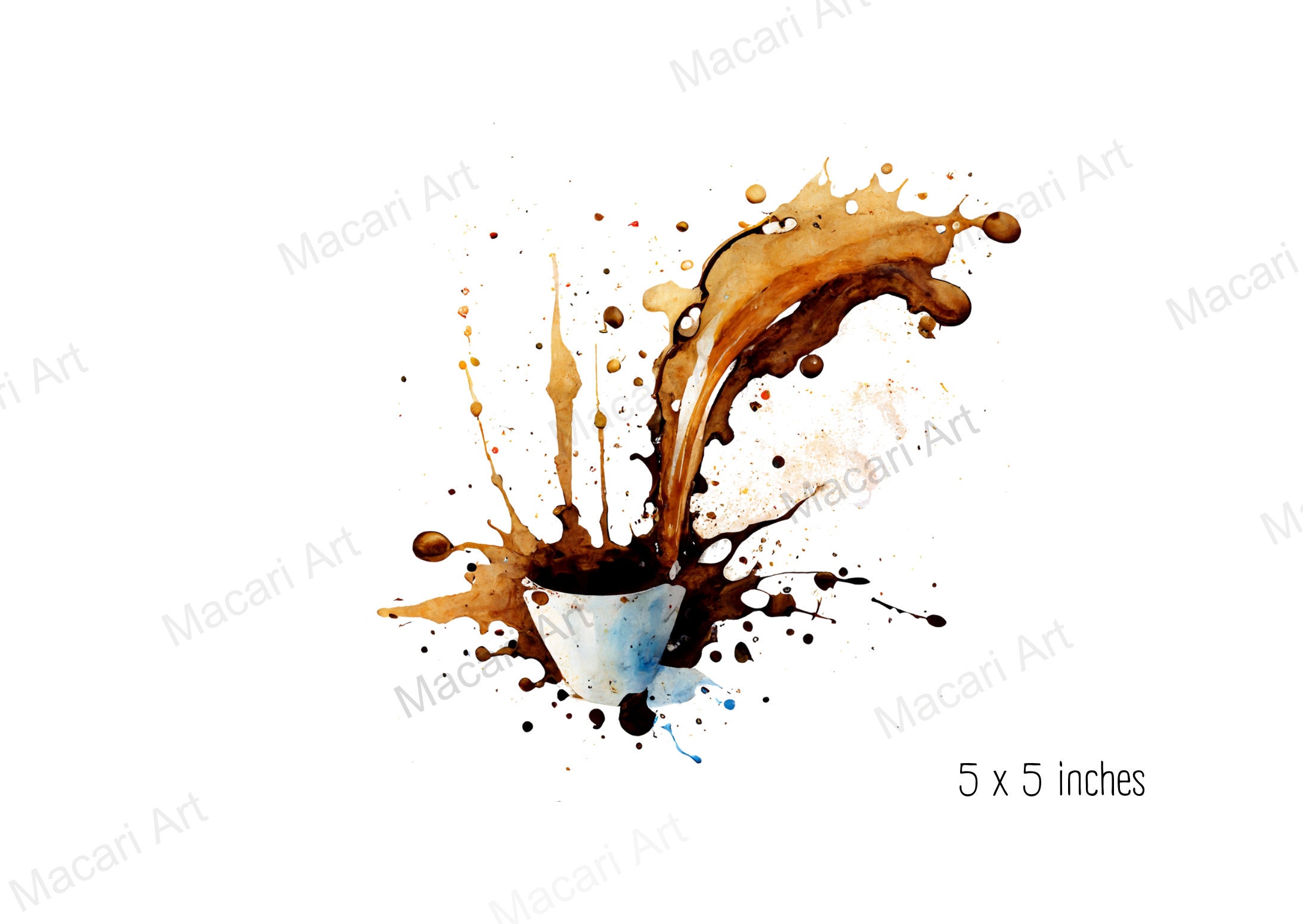 Watercolor Coffee Stains Clipart Coffee Print Wall Art Coffee Poster ...