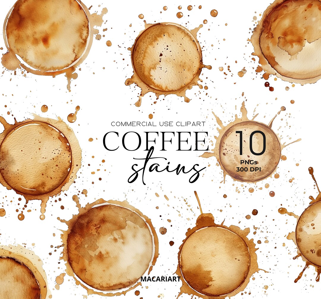 Coffee Stains Clipart Watercolor Coffee Ring Espresso Coffee Splashes ...