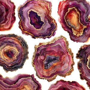 Red Agate Borders Clipart Gold Glitter Burgundy Marble Border Geode ...