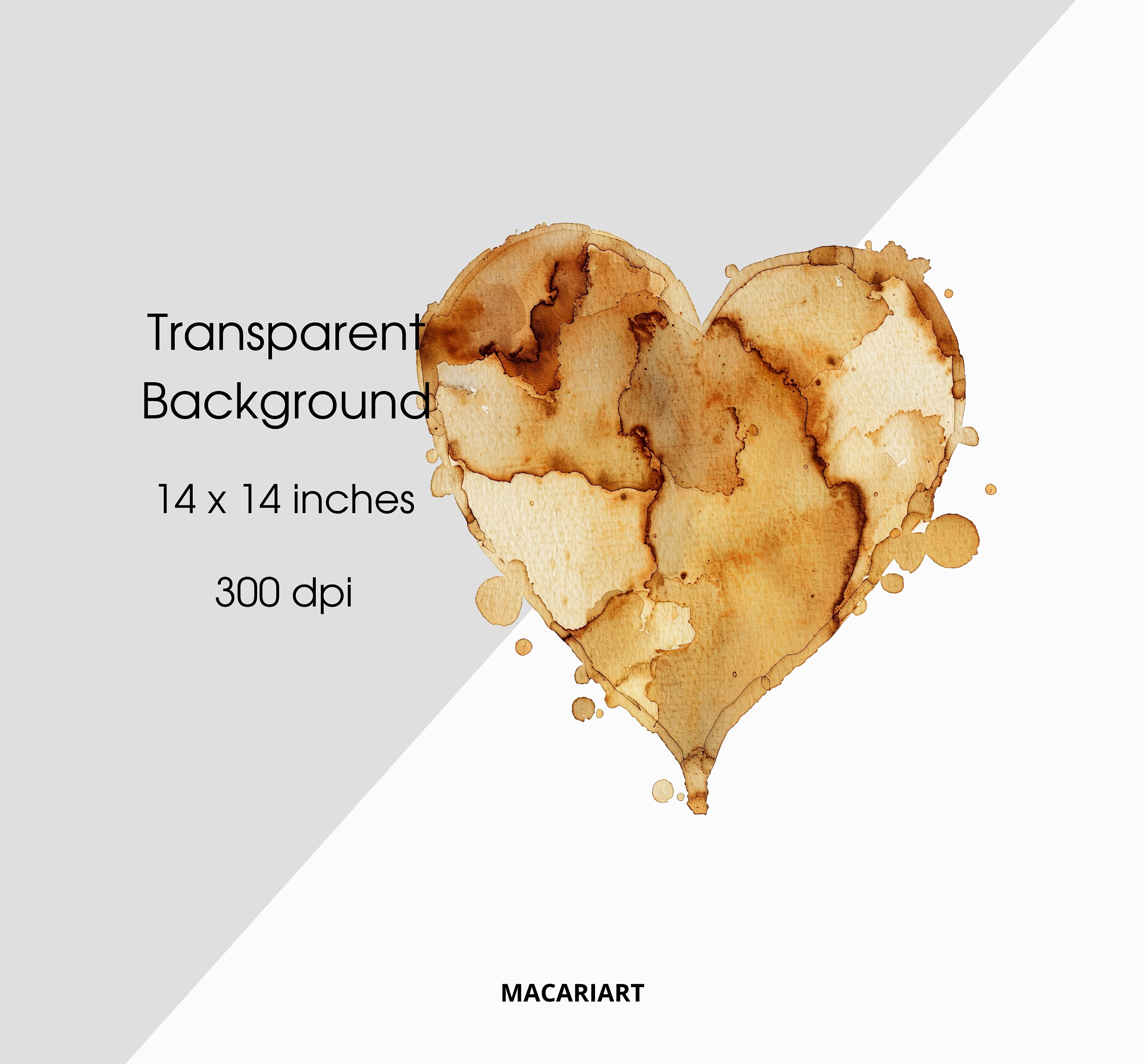 Coffee Heart Stains Clipart Watercolor Coffee Heart Espresso Coffee ...