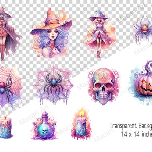 Pastel Halloween Clipart Cute Halloween Digital Watercolour Clipart ...