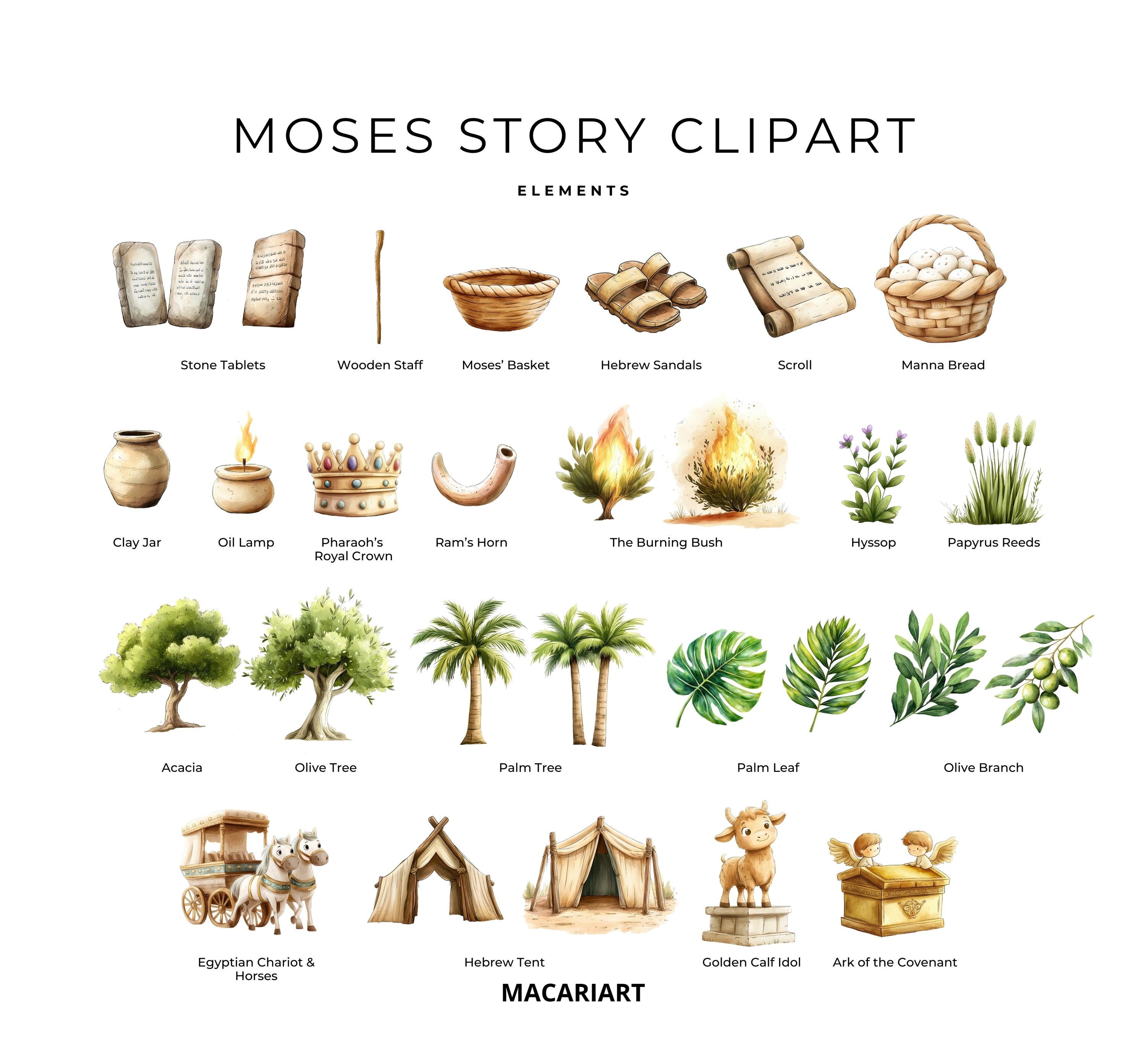 Moses Clipart, Biblical Scenes Clipart, Old Testament Clipart, Kids ...
