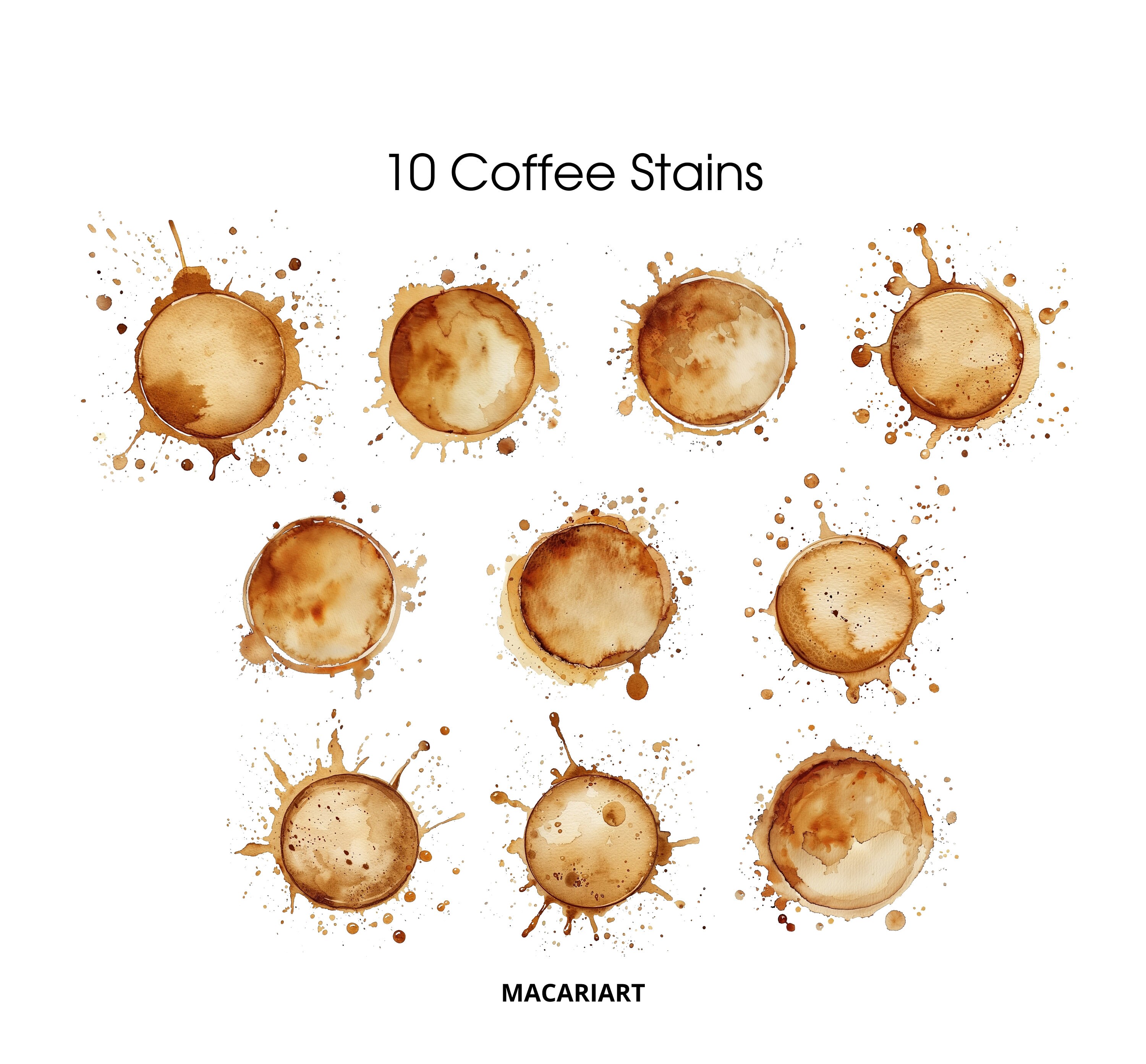 Coffee Stains Clipart Watercolor Coffee Ring Espresso Coffee Splashes ...