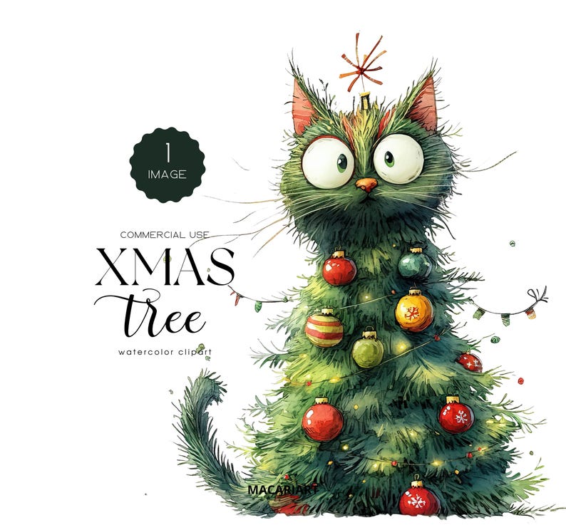 Whimsical Christmas Tree Clipart Xmas Png Quirky Winter Holiday ...