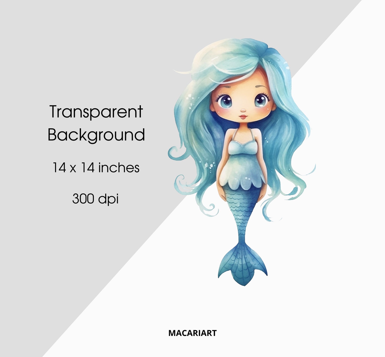 Mermaid Watercolor Clipart Pack, Mermaid Png, Little Mermaid Clipart ...