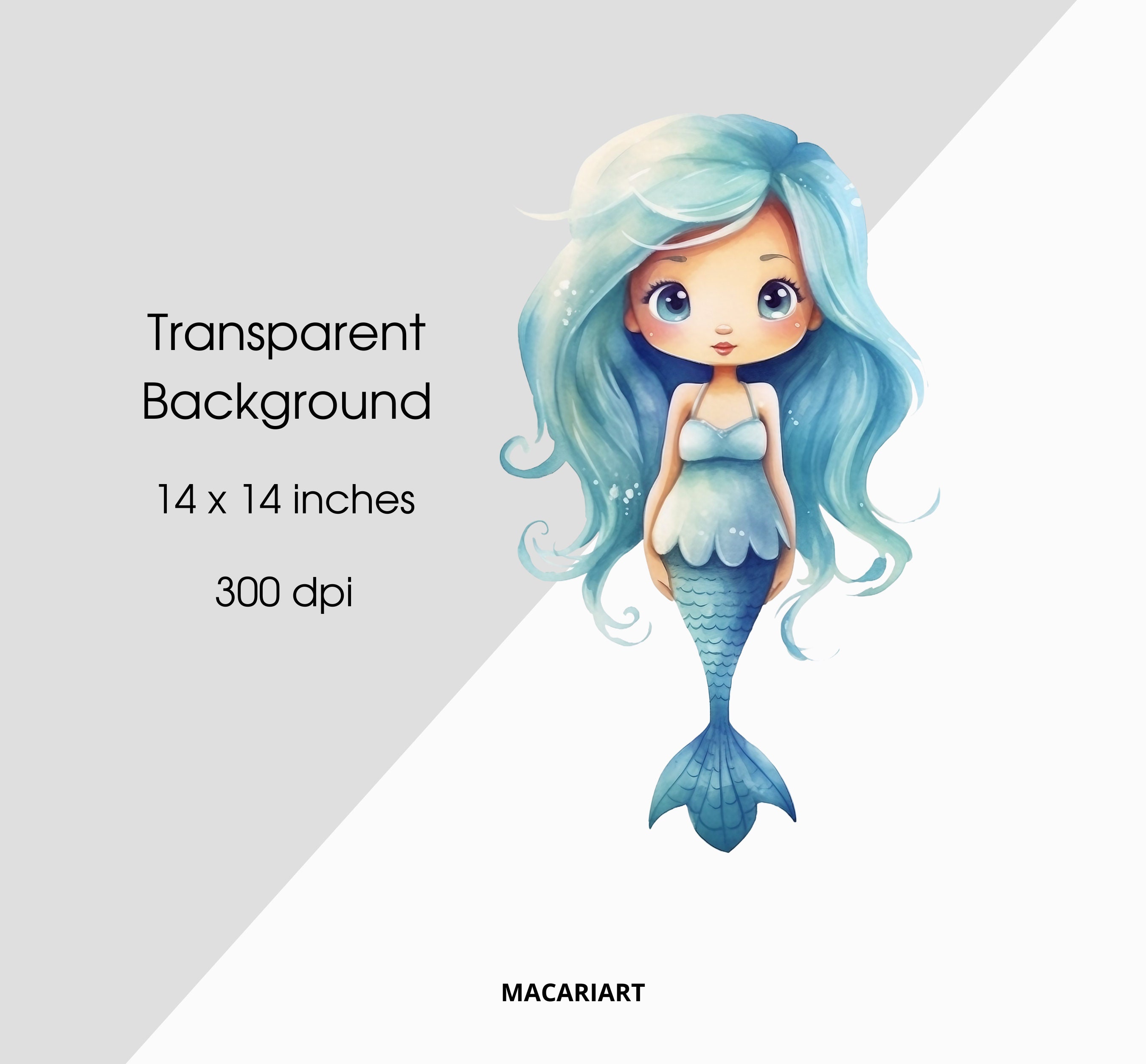 Mermaid Watercolor Clipart Pack, Mermaid Png, Little Mermaid Clipart ...