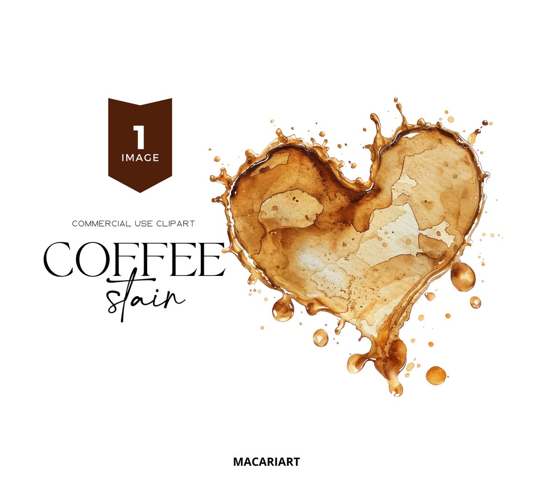 Coffee Heart Stain Clipart Watercolor Coffee Heart Espresso Coffee ...