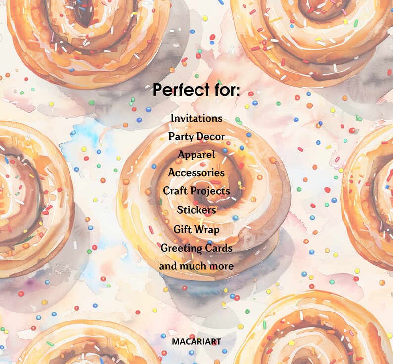 Cinnamon Rolls Digital Paper Cinnamon Bun Pattern JPEG Printable ...