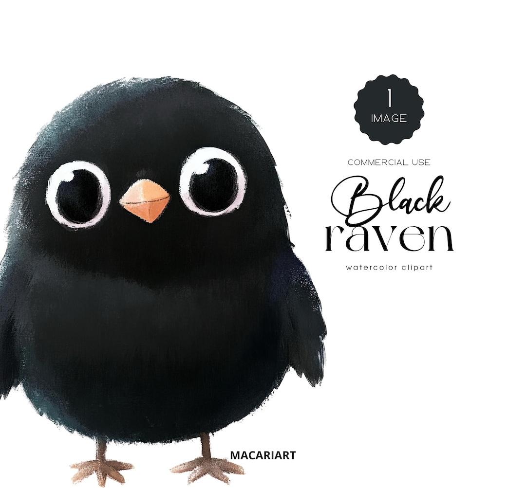Cute Raven Clipart Watercolor Witches Raven Png Black Raven Halloween ...