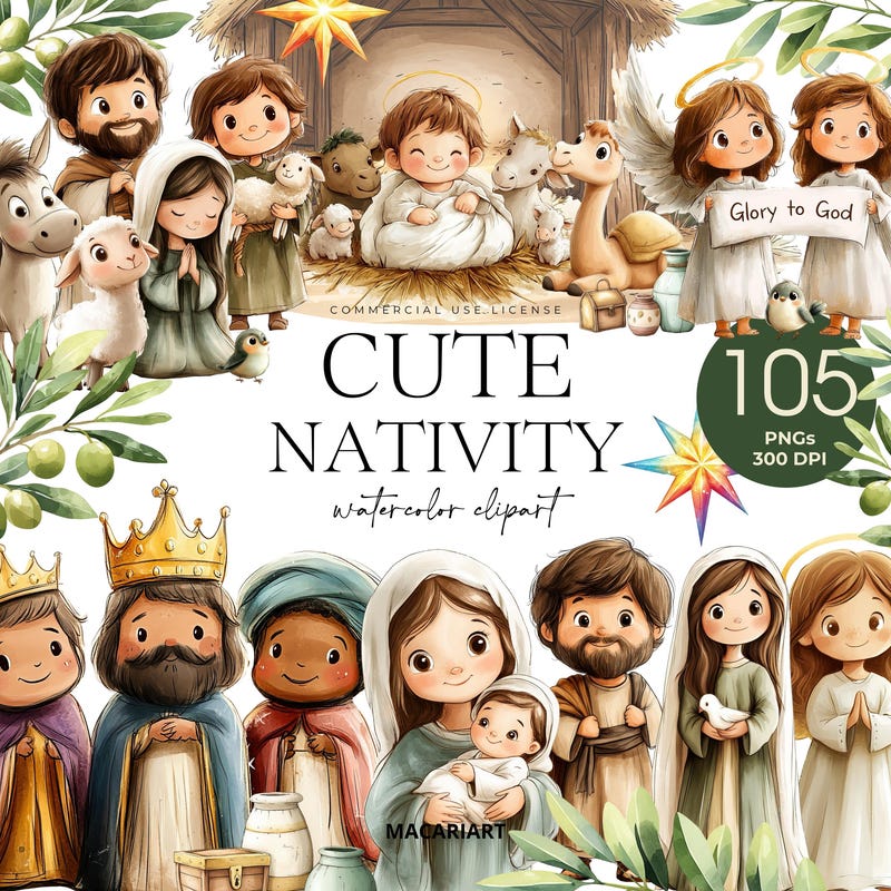 Kawaii Nativity Characters - Etsy Canada