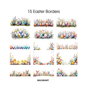 Easter Border Frames Watercolor Easter Clipart Easter Eggs Spring ...