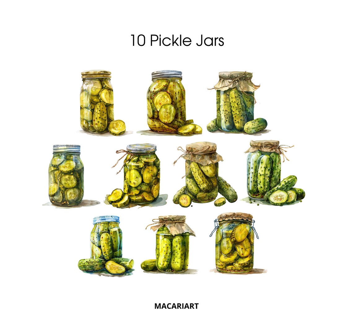 Pickle Jar Png Watercolor Preserves Clipart Food Clipart Canning Label ...