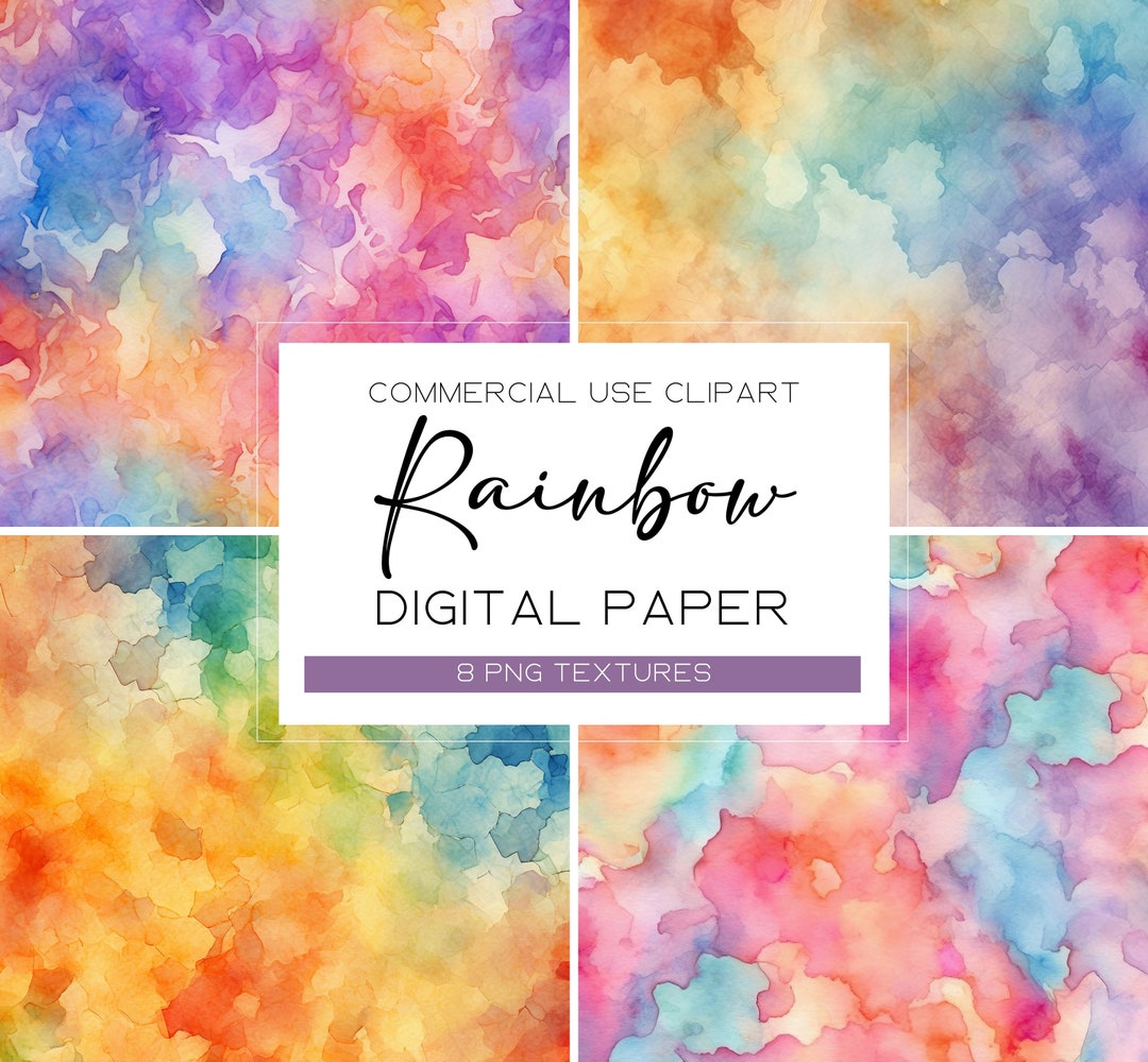Rainbow Abstract Texture Clipart Colorful Watercolor Backgrounds and ...