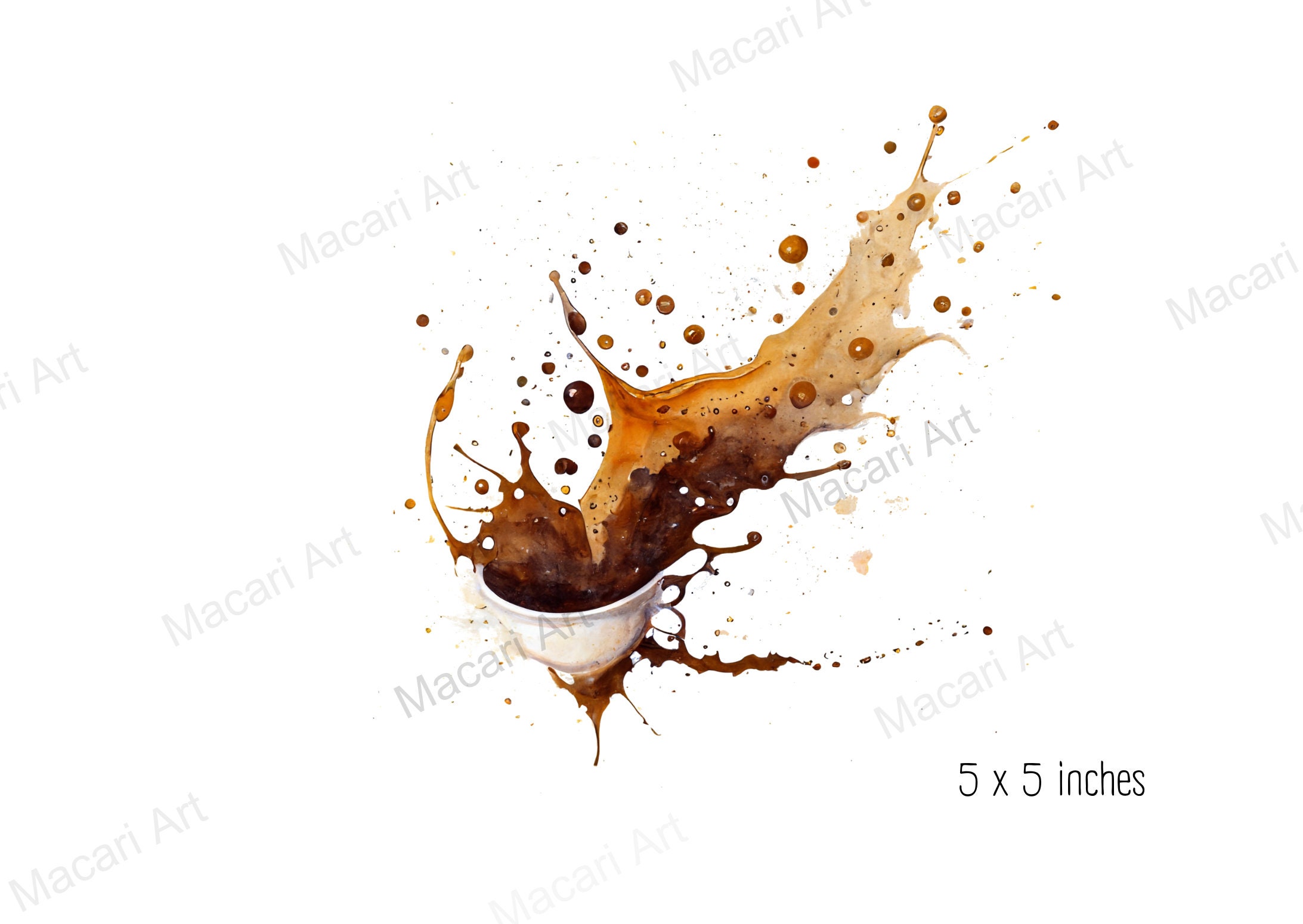 Watercolor Coffee Stains Clipart Coffee Print Wall Art Coffee Poster ...