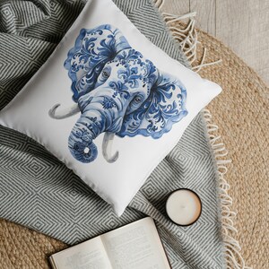 Toile Blue Elephant Clipart Watercolor Chinoiserie Toile De Jouy Jungle ...